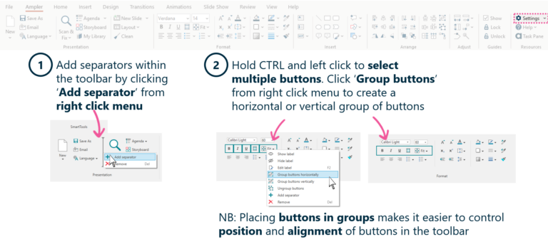 Custom toolbar in PowerPoint - Ampler