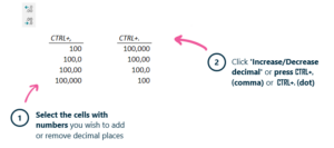 Quickly add or remove decimal places to numbers - Ampler