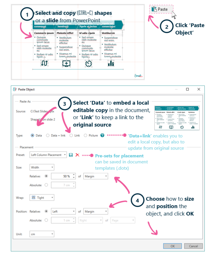 Paste selection or slides from PowerPoint or Excel - Ampler