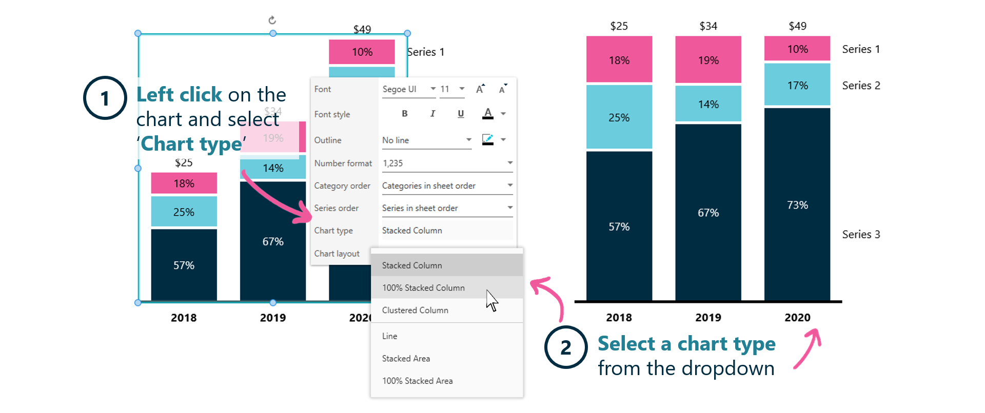 Change to a different chart type - Ampler