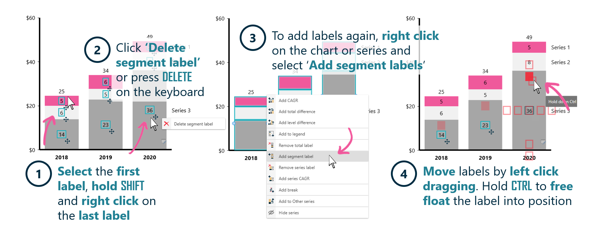 Remove, add and move segment labels - Ampler