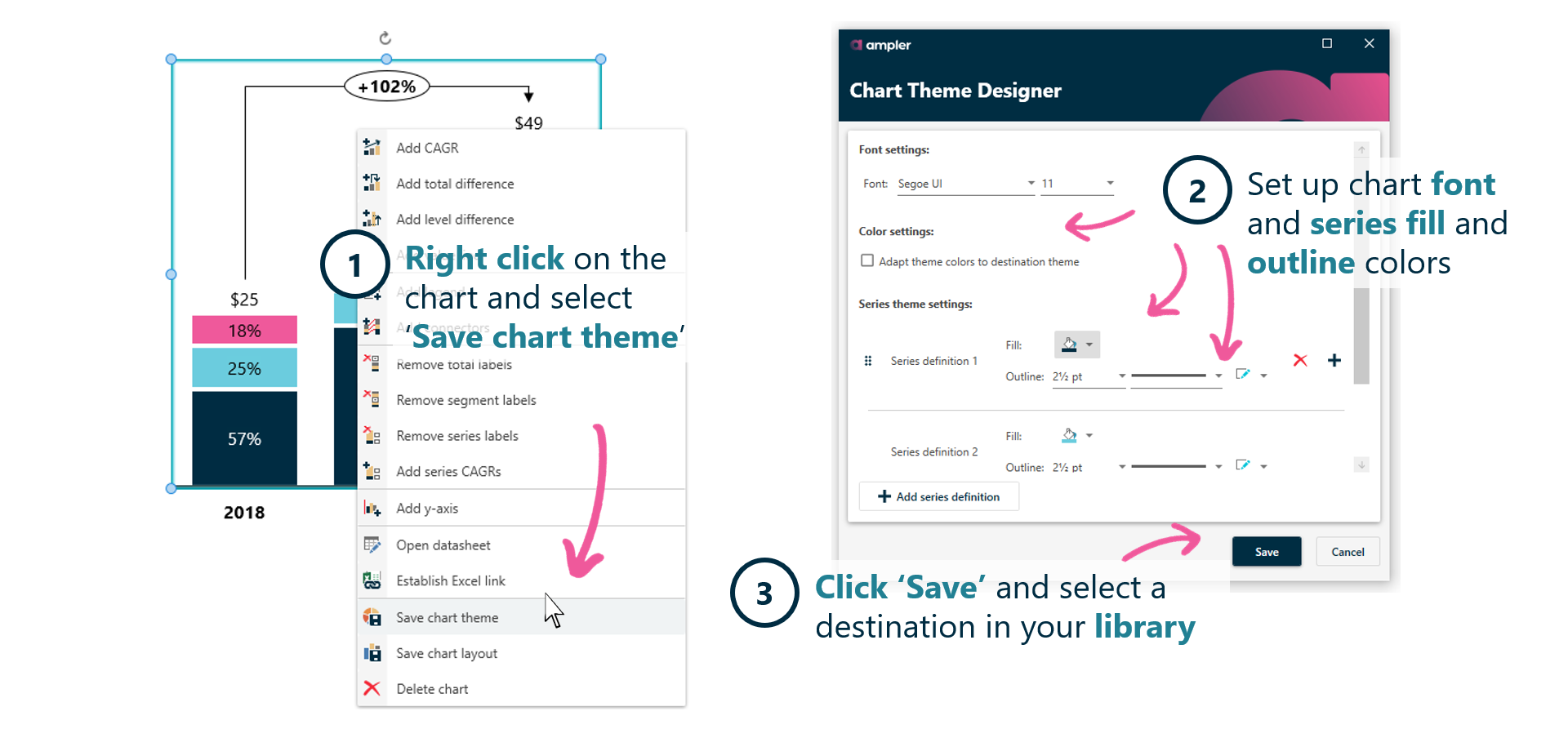 Save and edit colors of a chart theme - Ampler