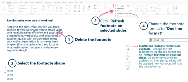 Insert and update footnotes - Ampler