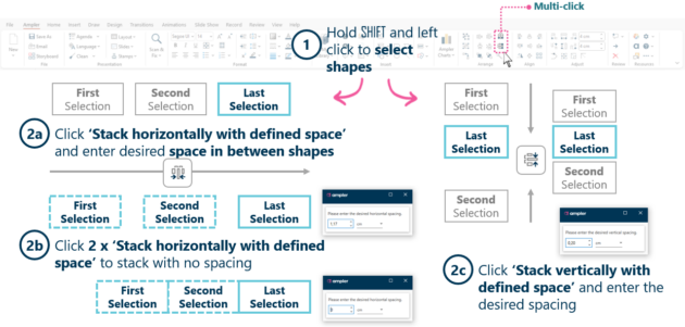 Stack shapes horizontally and vertically - Ampler