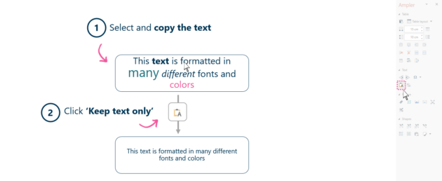 Paste text without formatting - Ampler