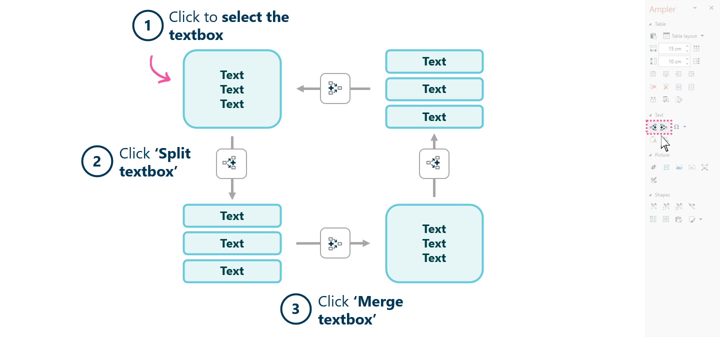 Split and merge textboxes - Ampler