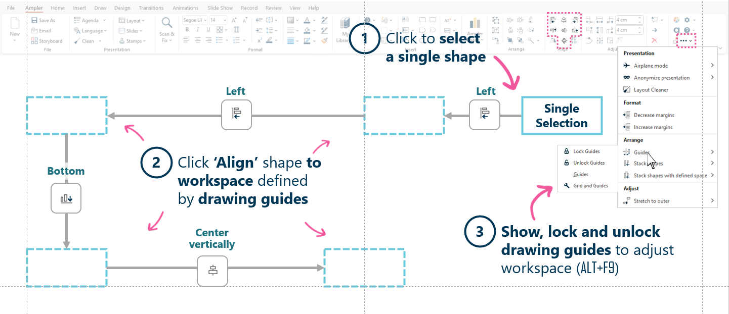 Use ‘Single Selection’ to align within workspace - Ampler
