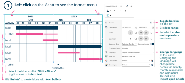 Change the format of a Gantt chart - Ampler